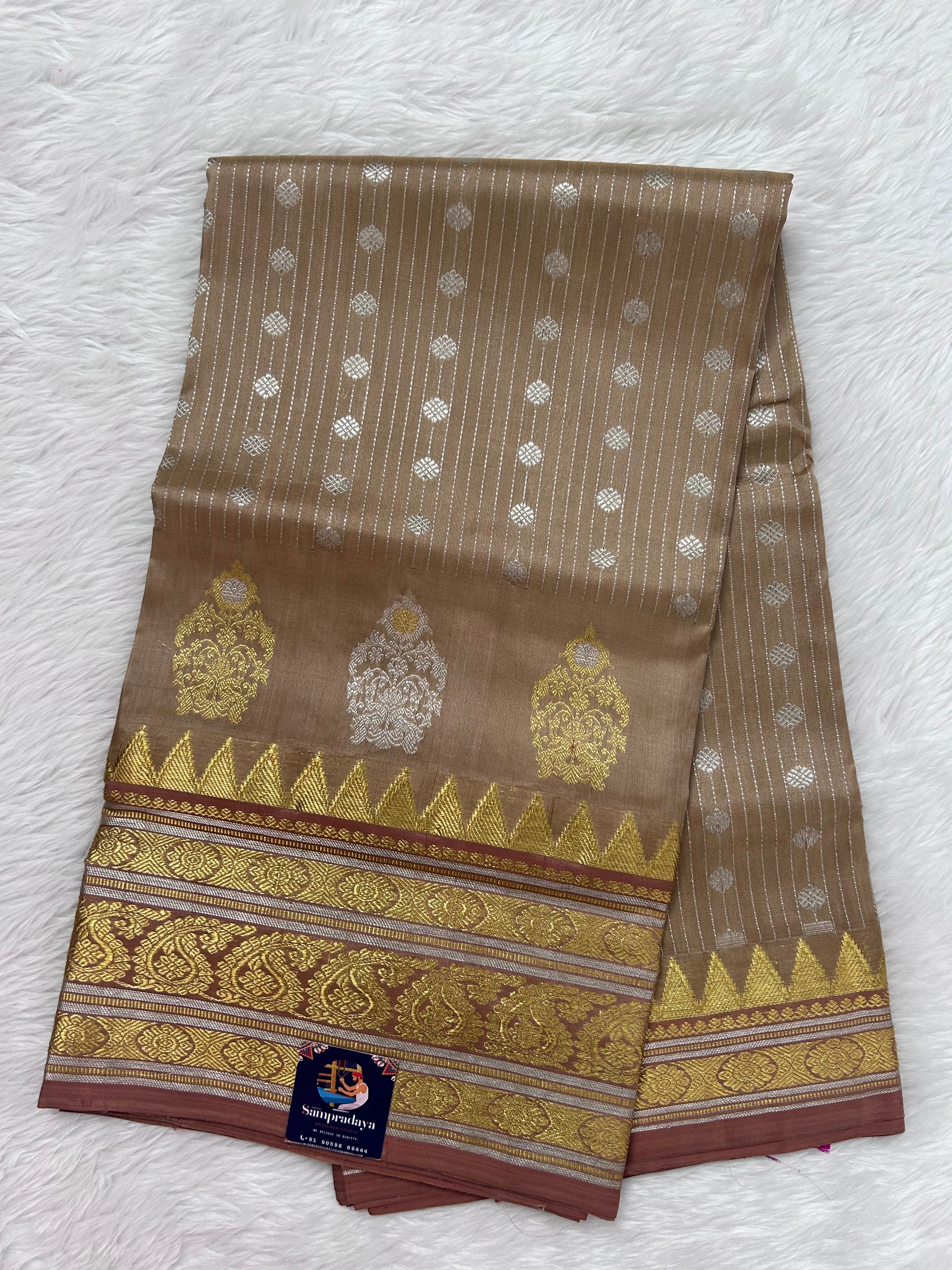 Venkatagiri Pattu Saree Beige Color | Light Brown Color Kanchi Border ...
