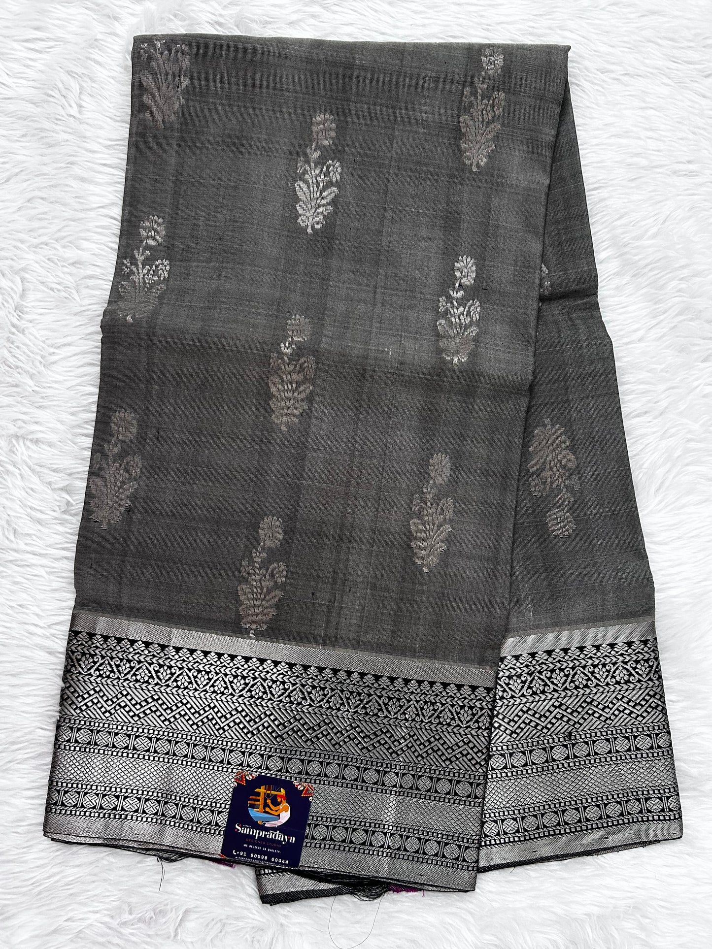 Venkatagiri Pattu Saree Fuscous Grey Colored Complemented With a Pattu ...