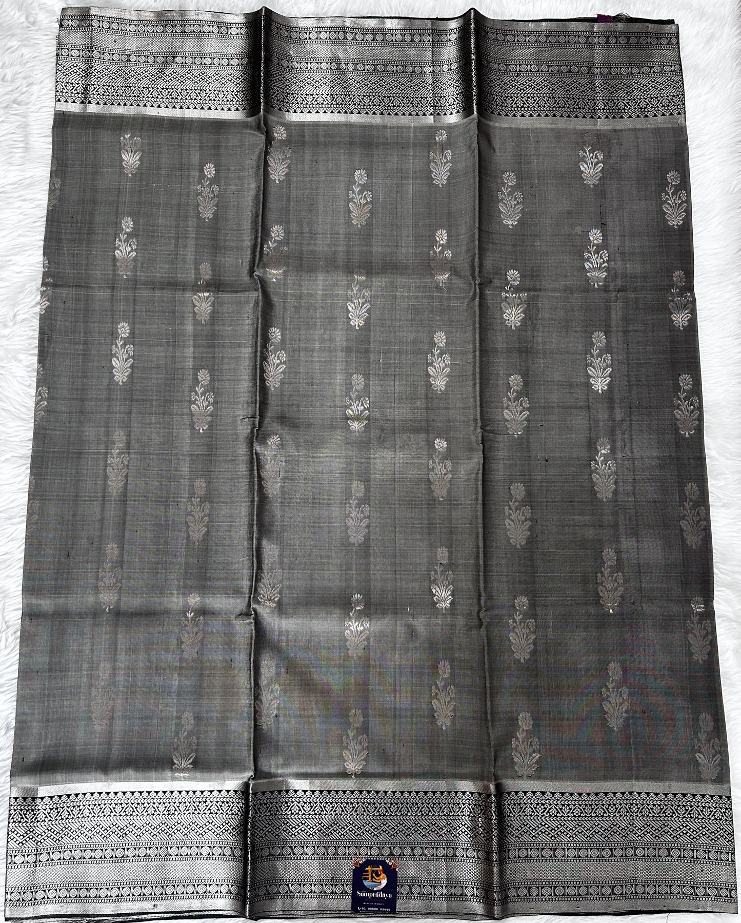 Venkatagiri Pattu Saree Grey Color | Black and Silver Zari Weaving ...