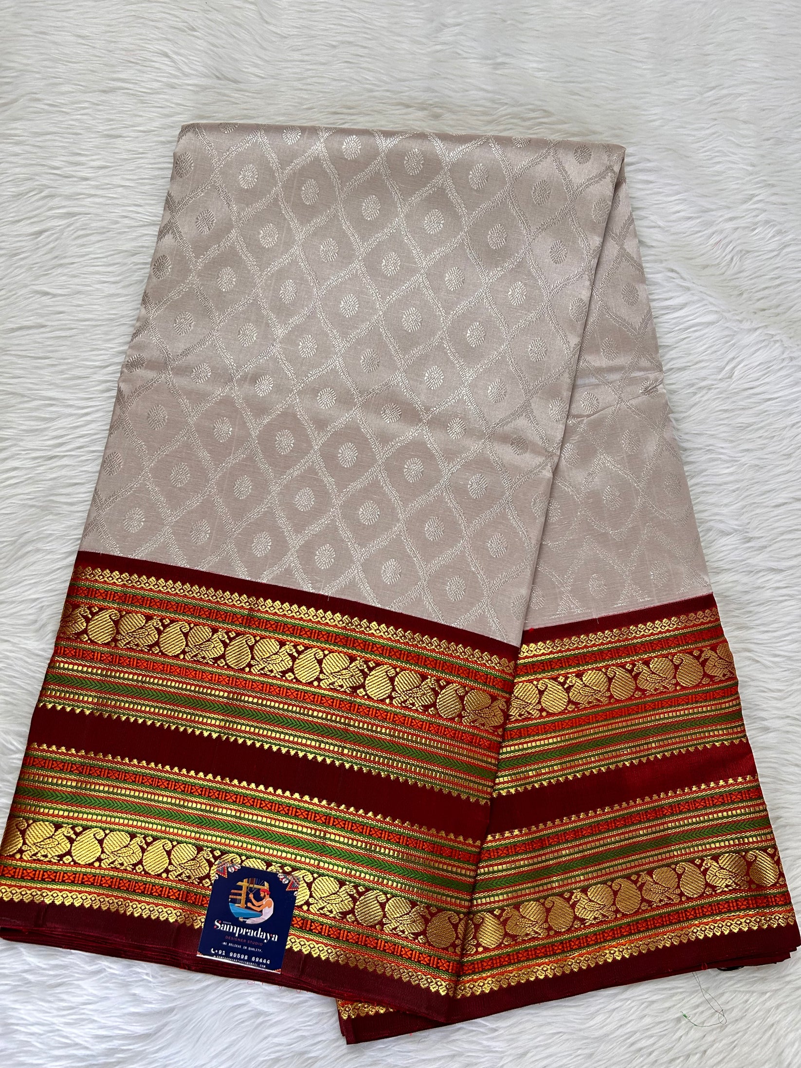 Venkatagiri Pattu Saree Off White Color With Pattu Maroon Kanchi Border ...