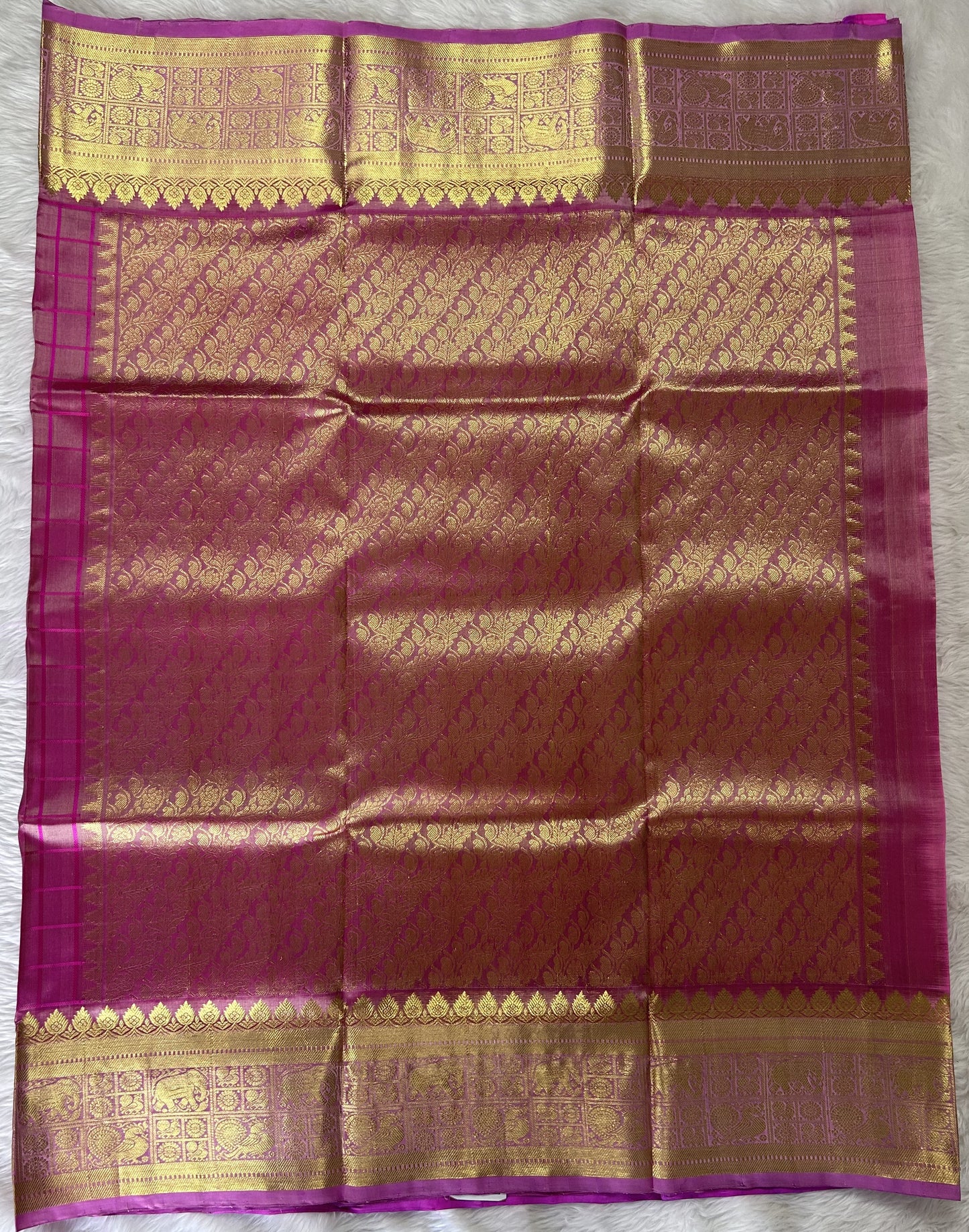 Venkatagiri Pattu Saree Pink Color With Pattu Light Pink Kanchi Border ...