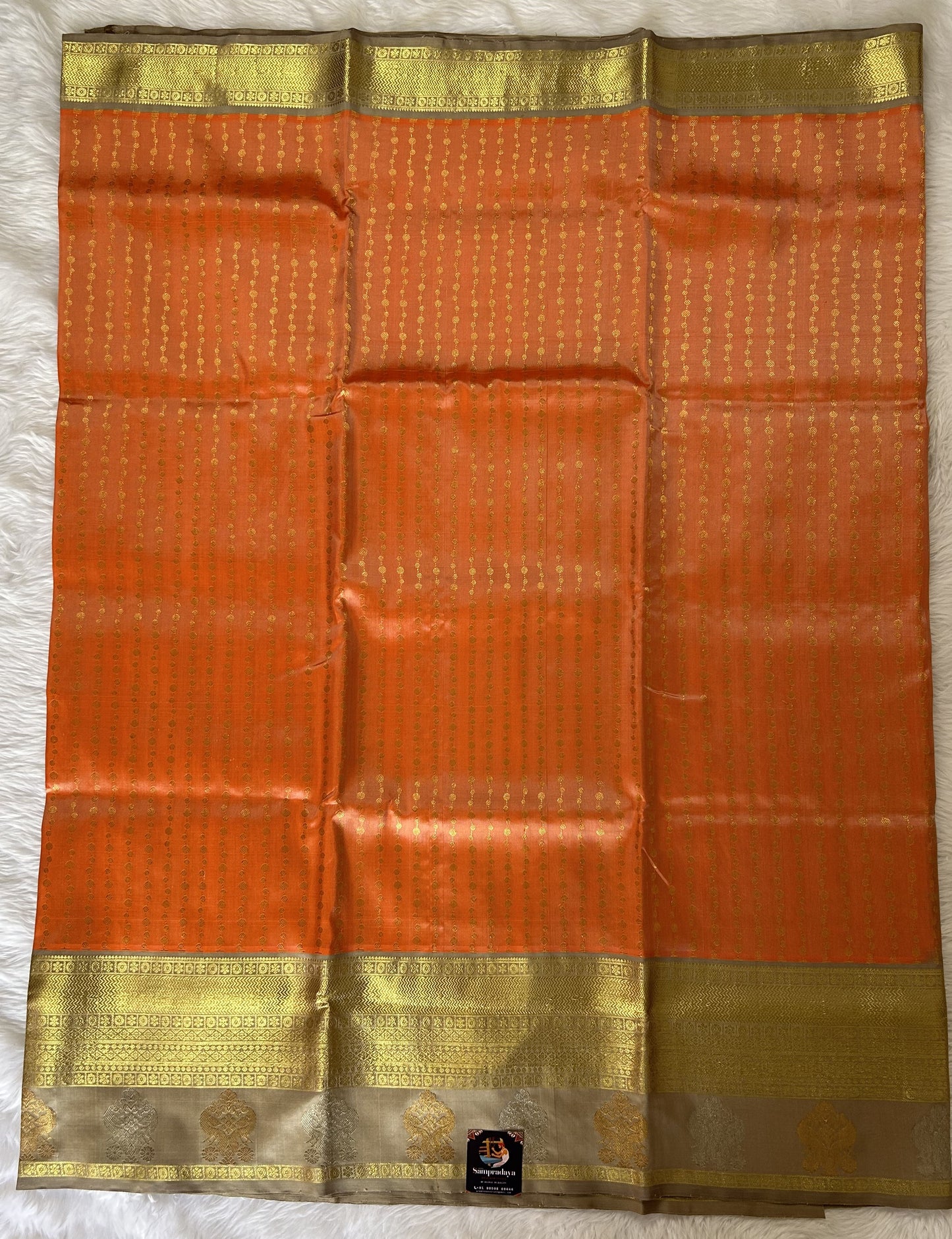 Venkatagiri Pattu Saree Pastel Orange Colored Complemented With a Patt ...