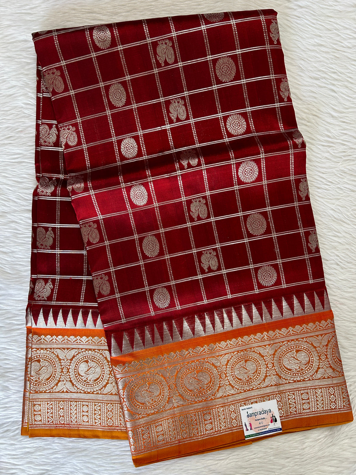 Venkatagiri Pattu Saree Dark Maroon Color Pattu Mustard Yellow Kanchi ...