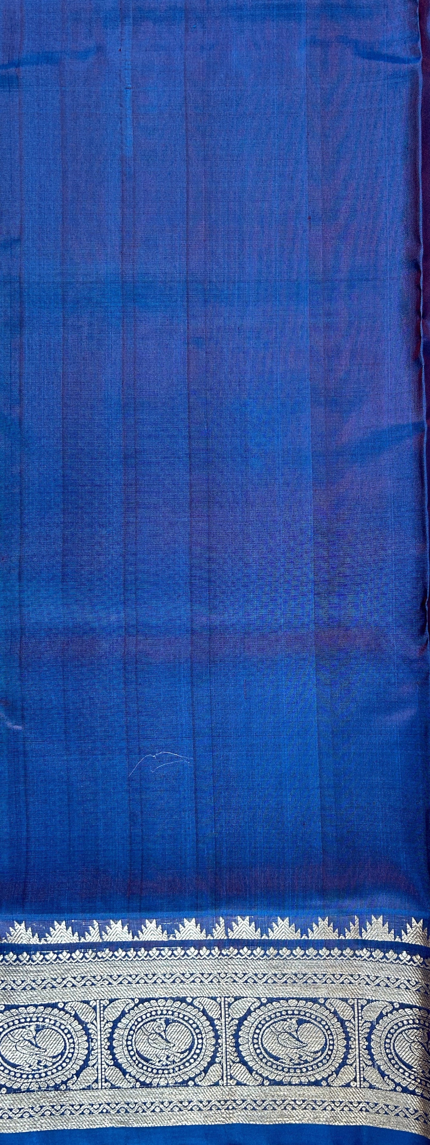 Venkatagiri Pattu Saree Peacock Blue Color Pattu Silver Kanchi Border ...