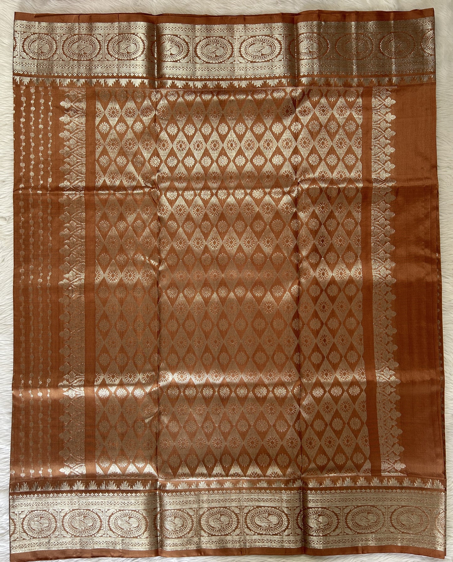 Venkatagiri Pattu Saree Pastel Brown Color Pattu Silver Kanchi Border ...