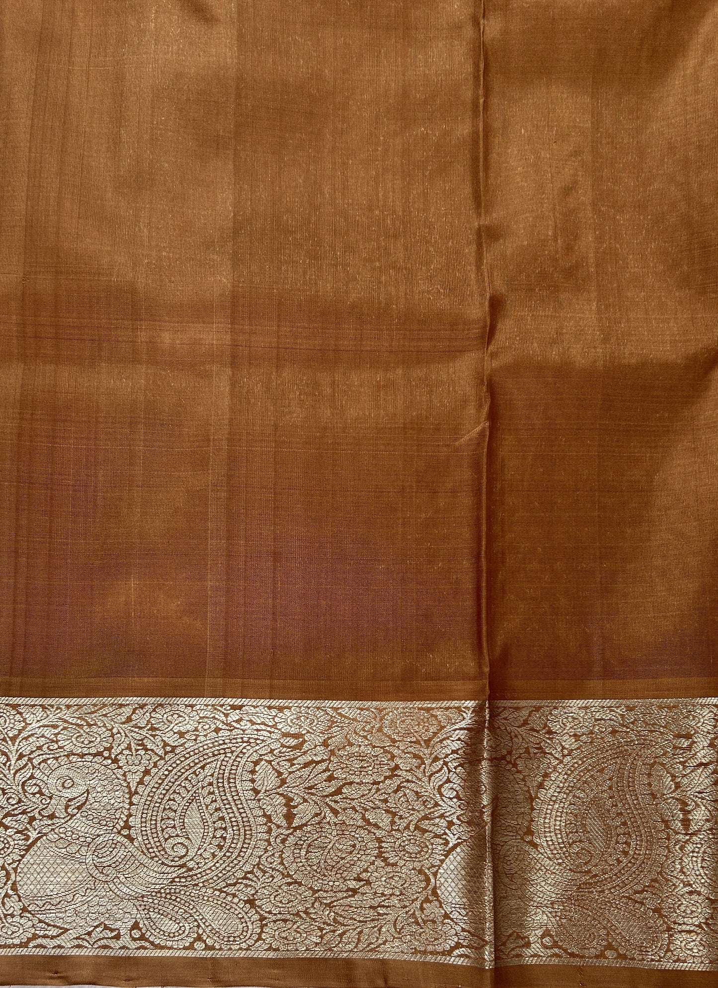 Venkatagiri Pattu Saree Pastel Brown Color Pattu Silver Kanchi Border ...