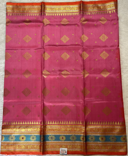 Venkatagiri Pattu Saree Pink Colored Complemented With a Pattu Pastel ...