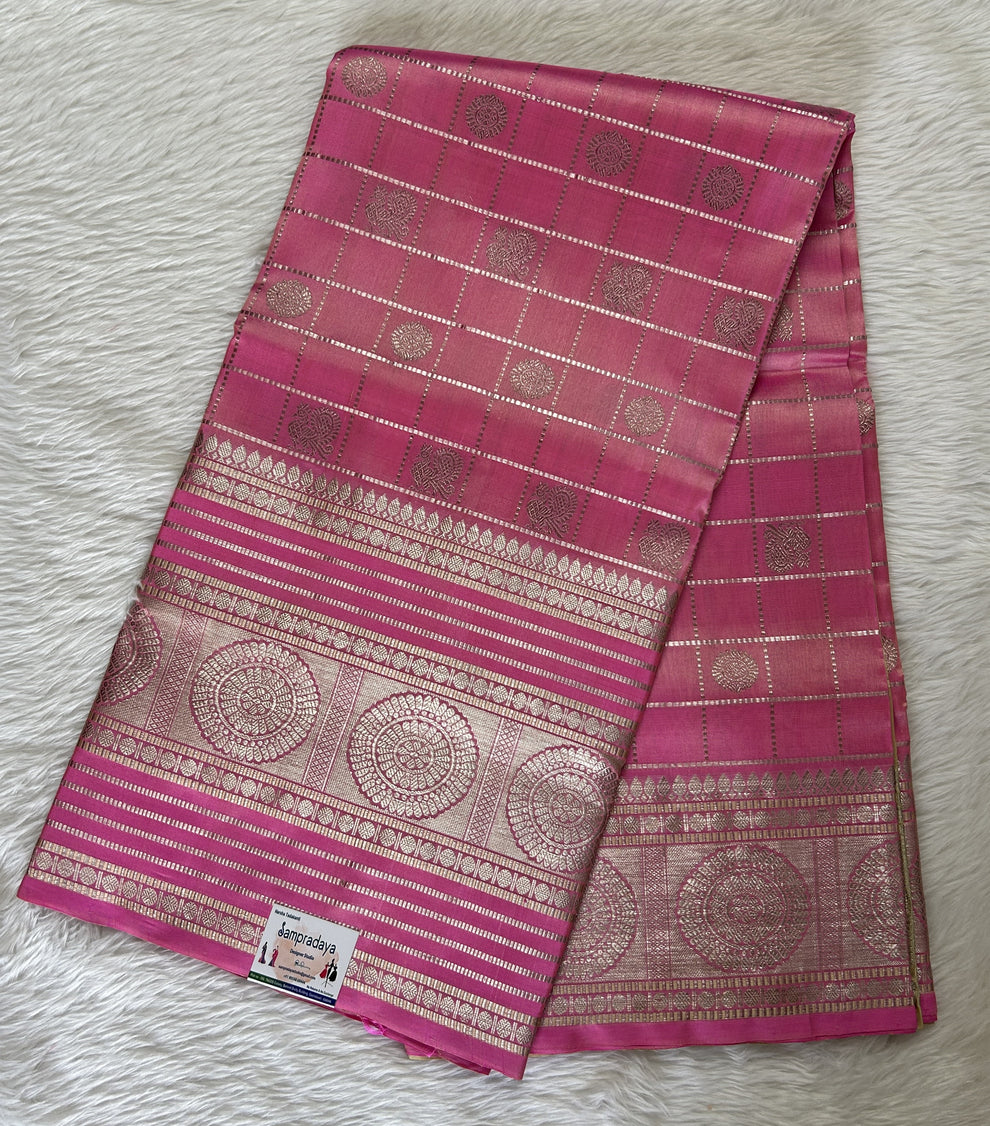 Venkatagiri Pattu Saree Pastel Pink Color With a Pattu Kanchi Border ...