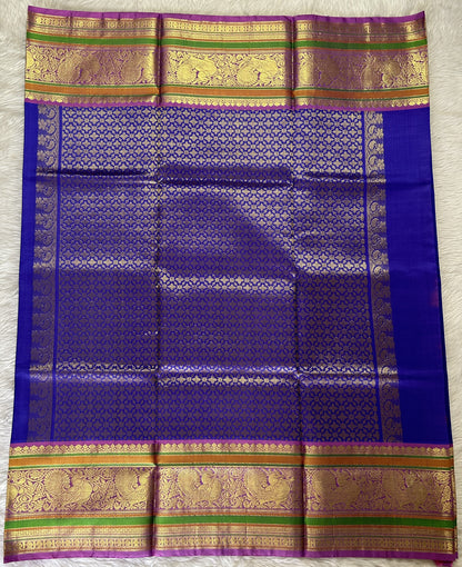Venkatagiri Pattu Saree Blue Color With Pattu Rose Pink Kanchi Border ...