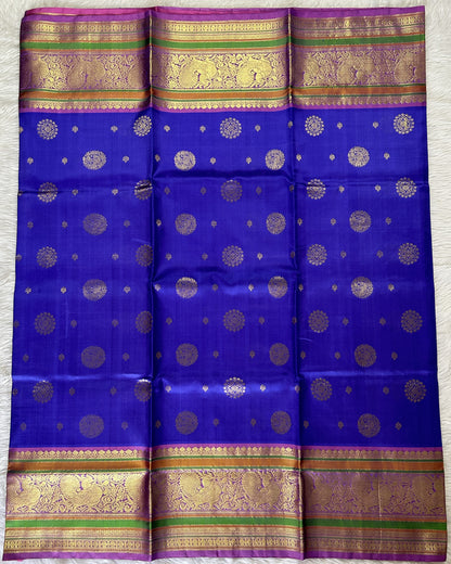Venkatagiri Pattu Saree Blue Color With Pattu Rose Pink Kanchi Border ...