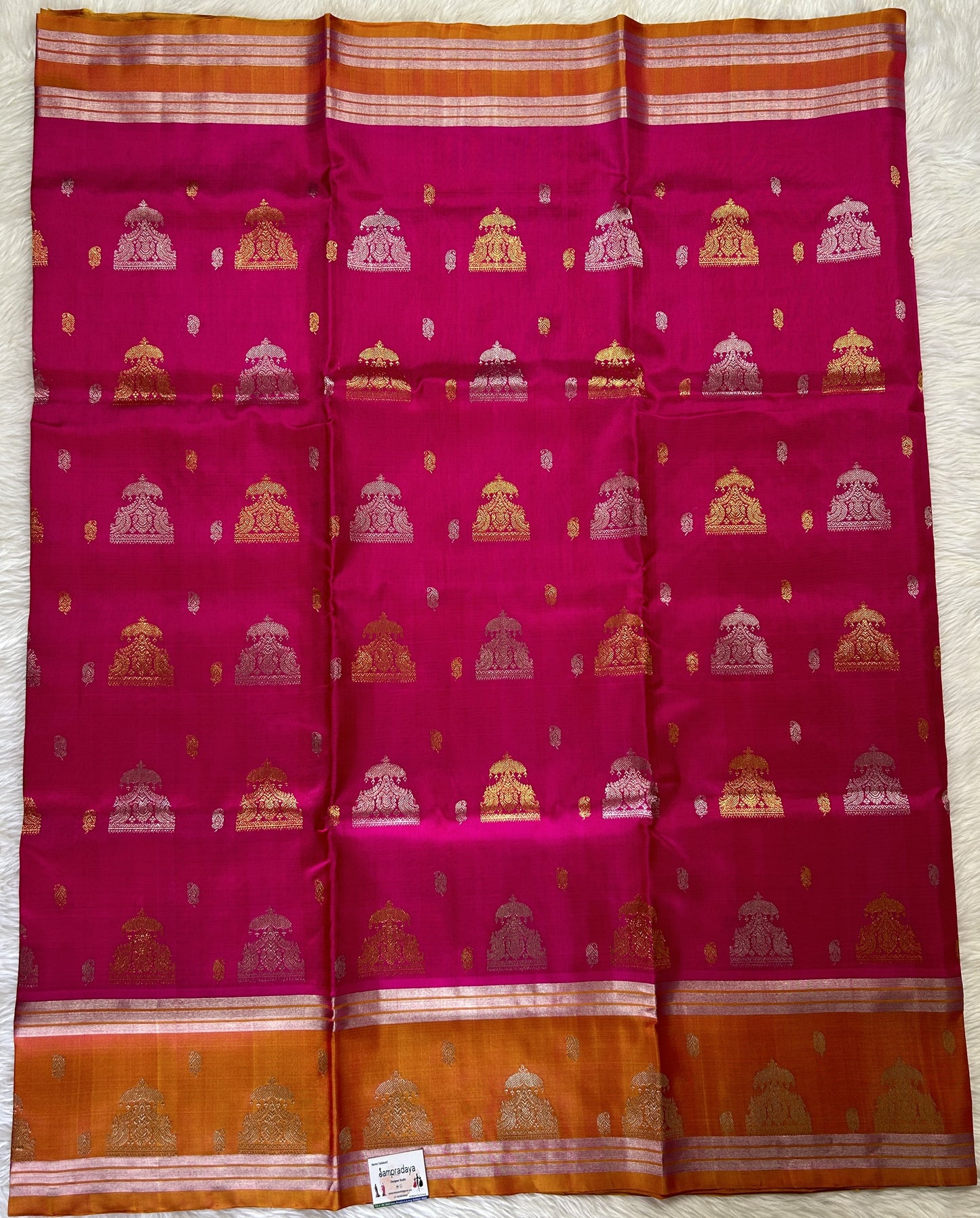 Venkatagiri Pattu Saree Pink Colored Complemented With a Pattu Turmeri ...
