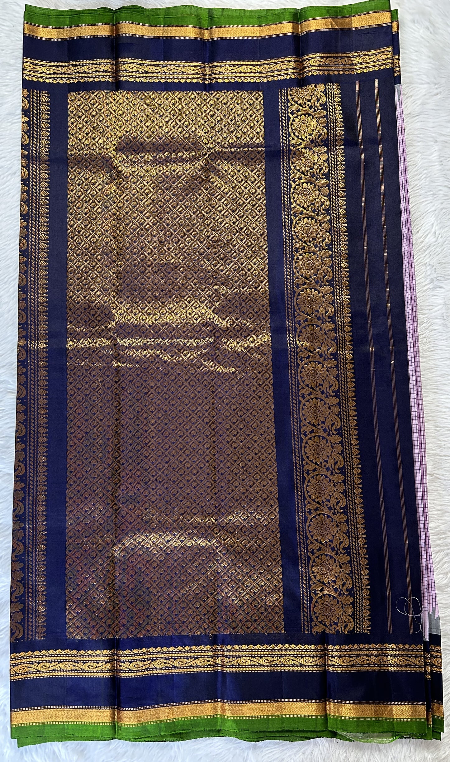 Gadwal Pattu Saree Pastel Lavender Colored Checks Saree Complemented W ...