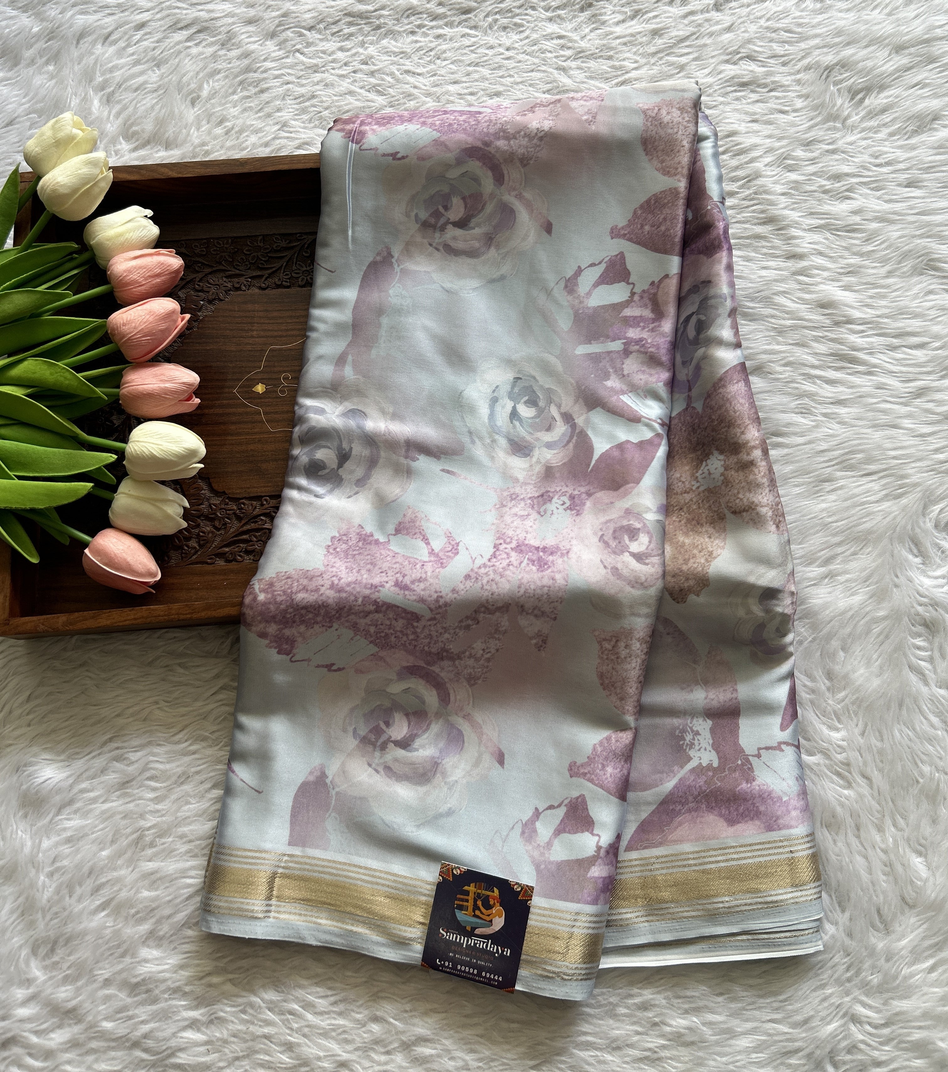 Satin Silk Saree Light Sea Blue Color with a Zari Border. – Sampradaya ...