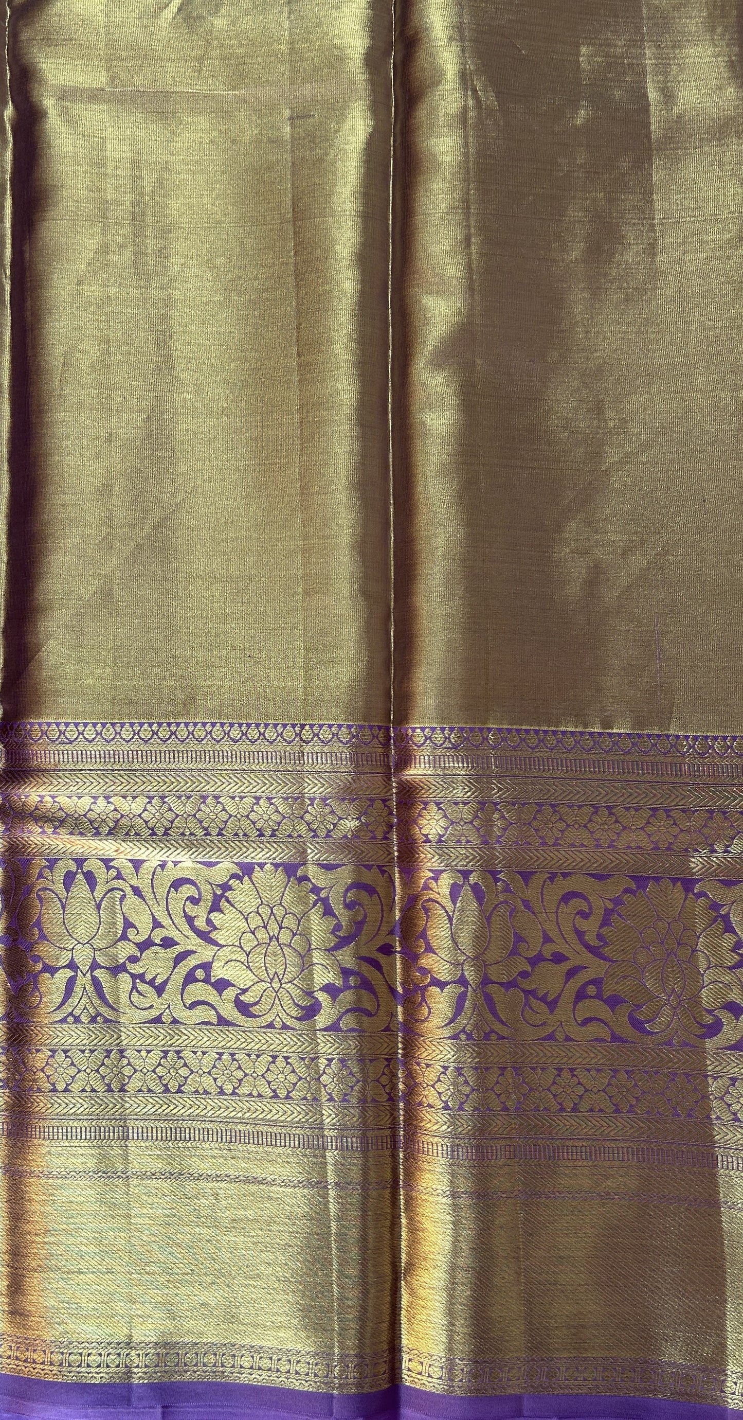 Kanjivaram Bridal Silk Saree Gold colored Saree complemented with a La – Sampradaya Designer Studio