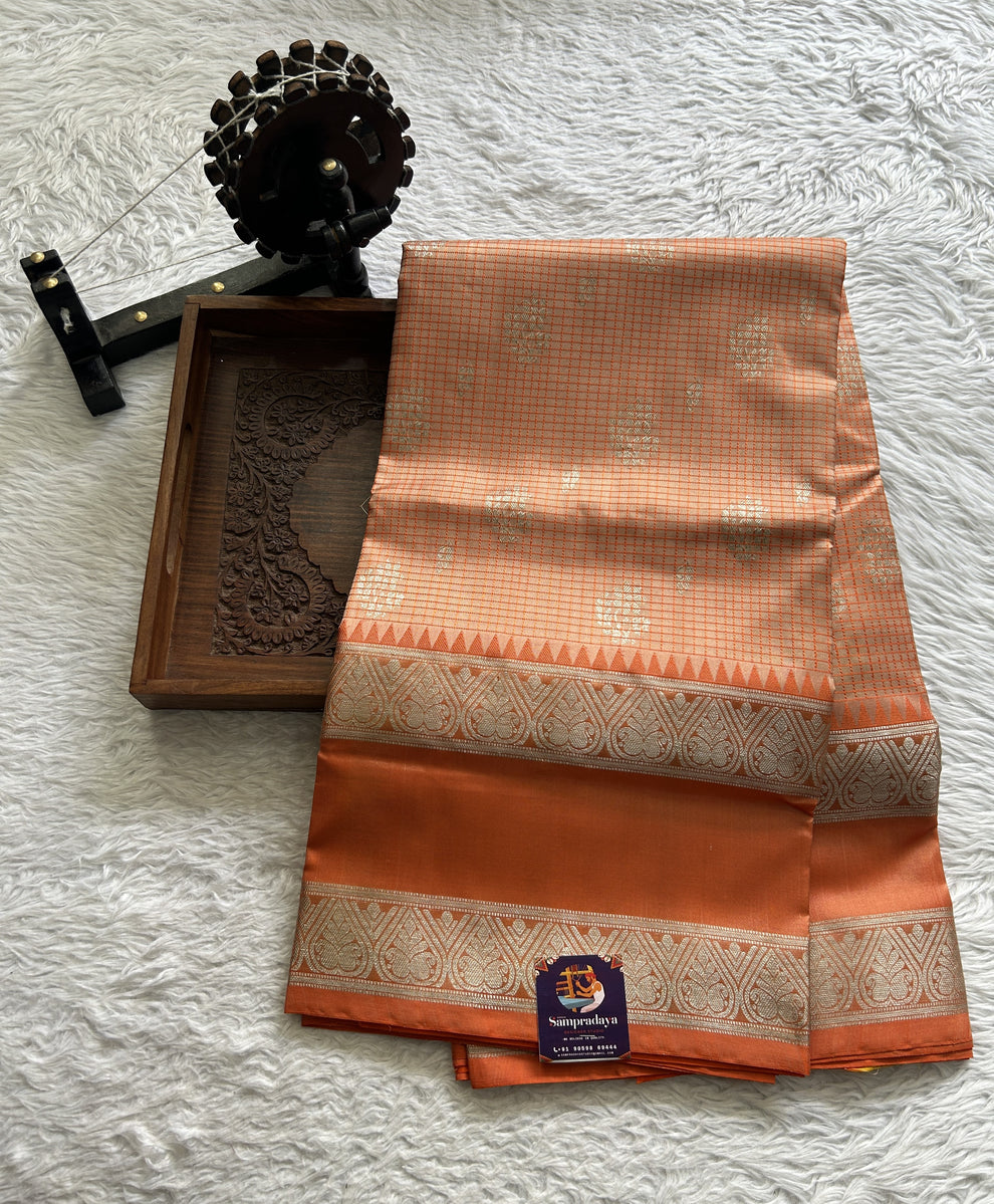 Venkatagiri Pattu Saree Light Orange Color With a Zari Border ...