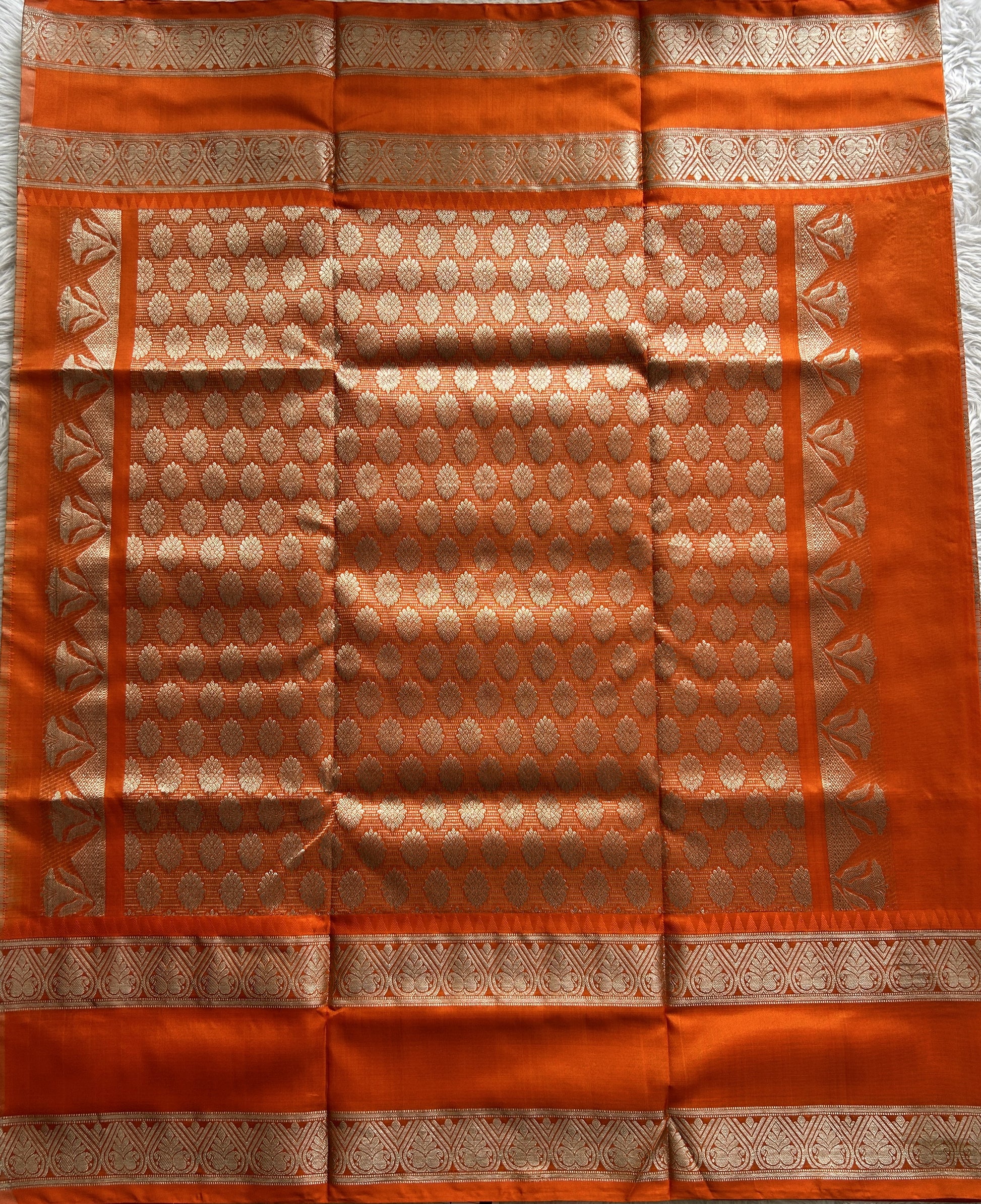 Venkatagiri Pattu Saree Light Orange Color With a Zari Border ...