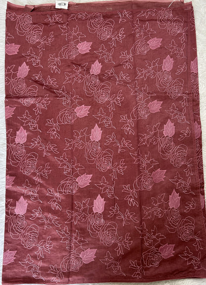 Applique Work Saree Rusty Rose Color with a Borderless. – Sampradaya ...
