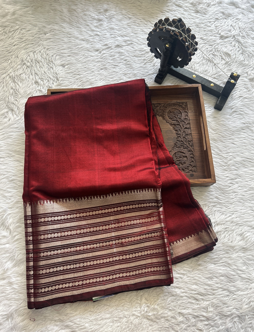 Mangalagiri Plain Pattu Saree Maroon color with a Zari Border ...